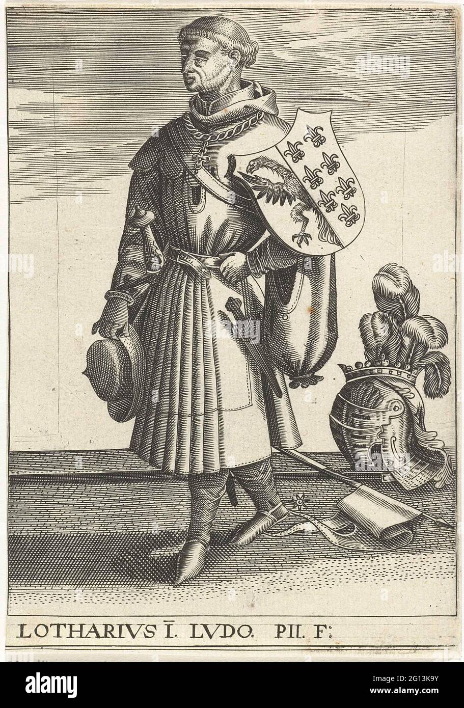 Portrait of Lotharius I; Lotharivs I LVDO. Portrait of Lotharius I, emperor of the Holy Roman ...