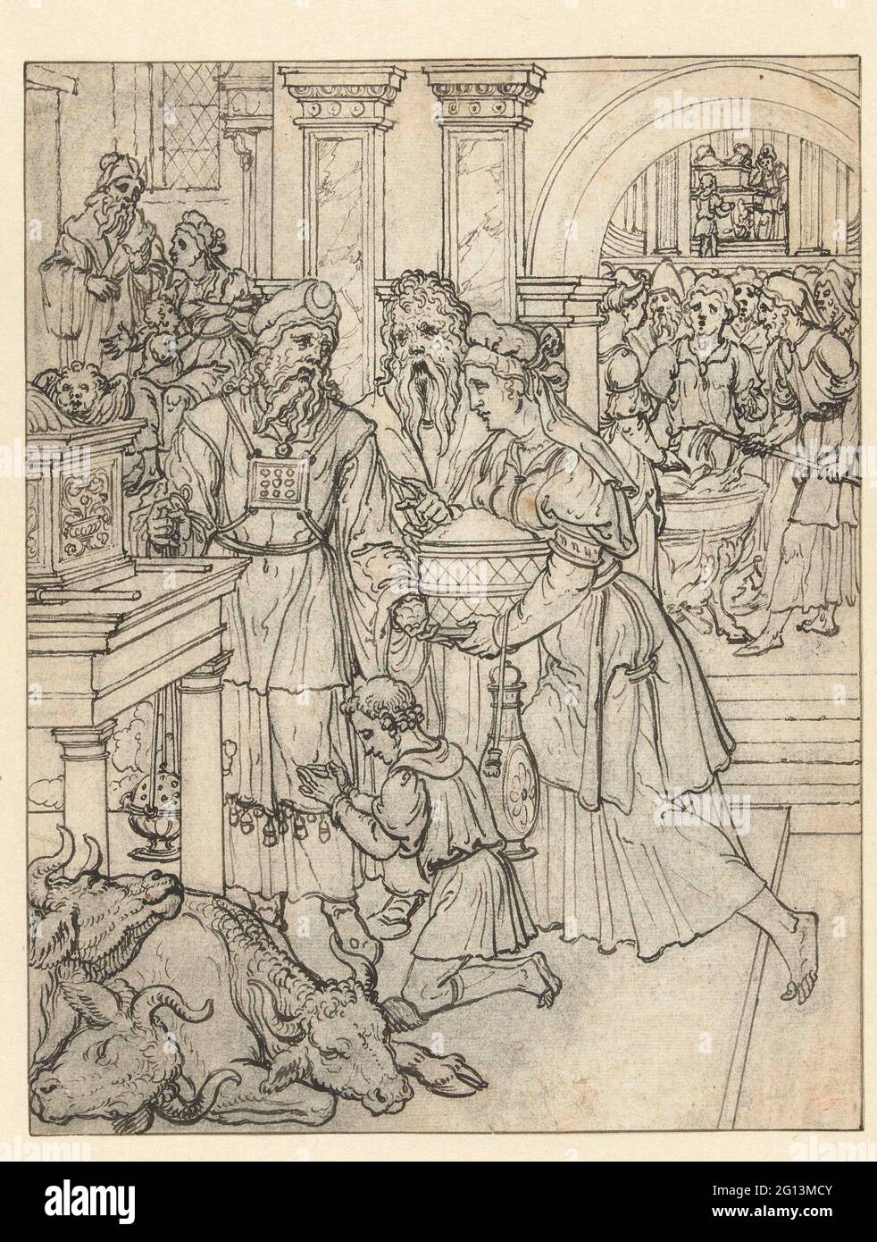 Samuel and his parents for the high priest eli. Design for a glass pane ...