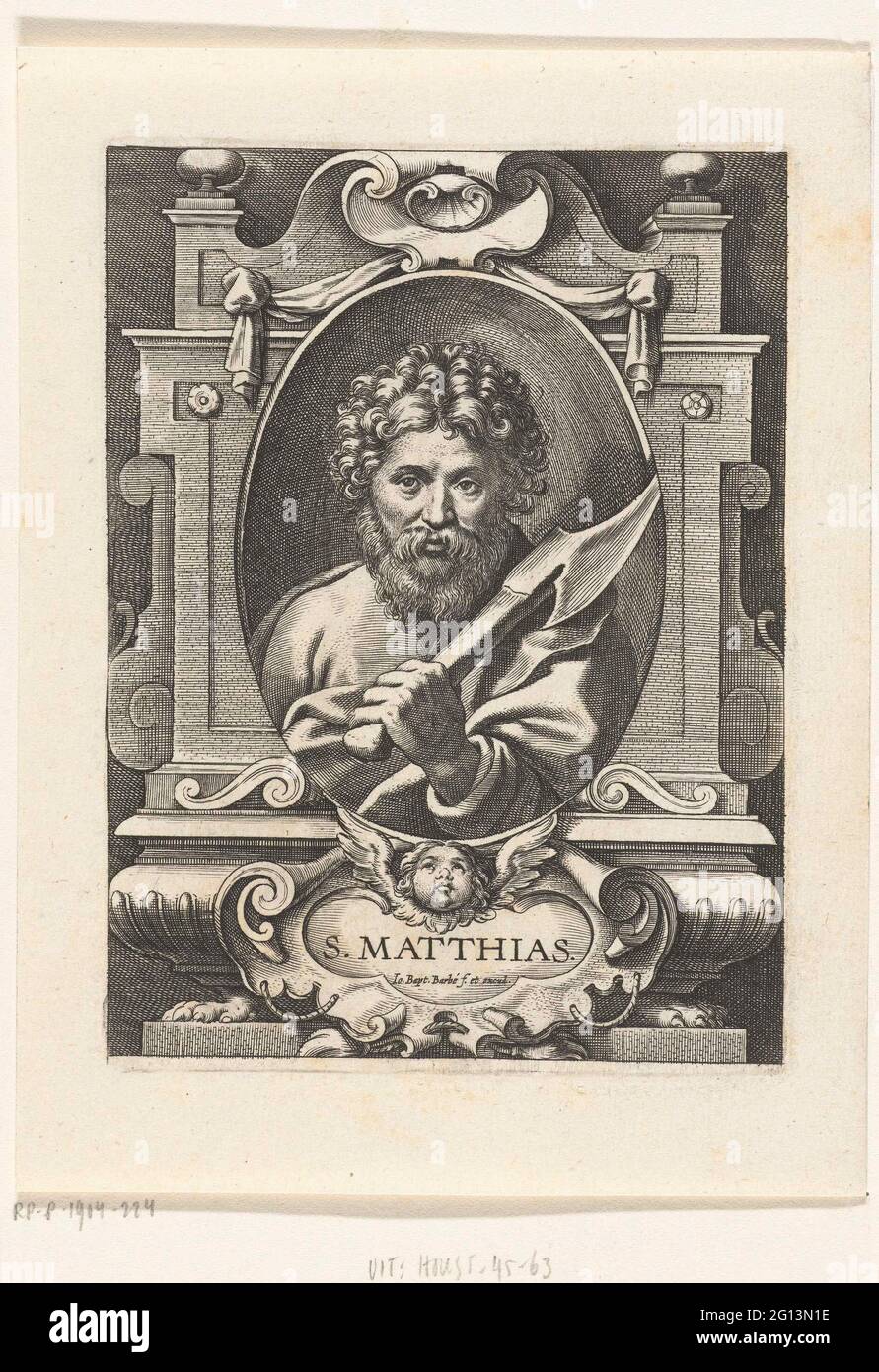 Apostle Matthias with ax in frame with architecture ornaments; S ...