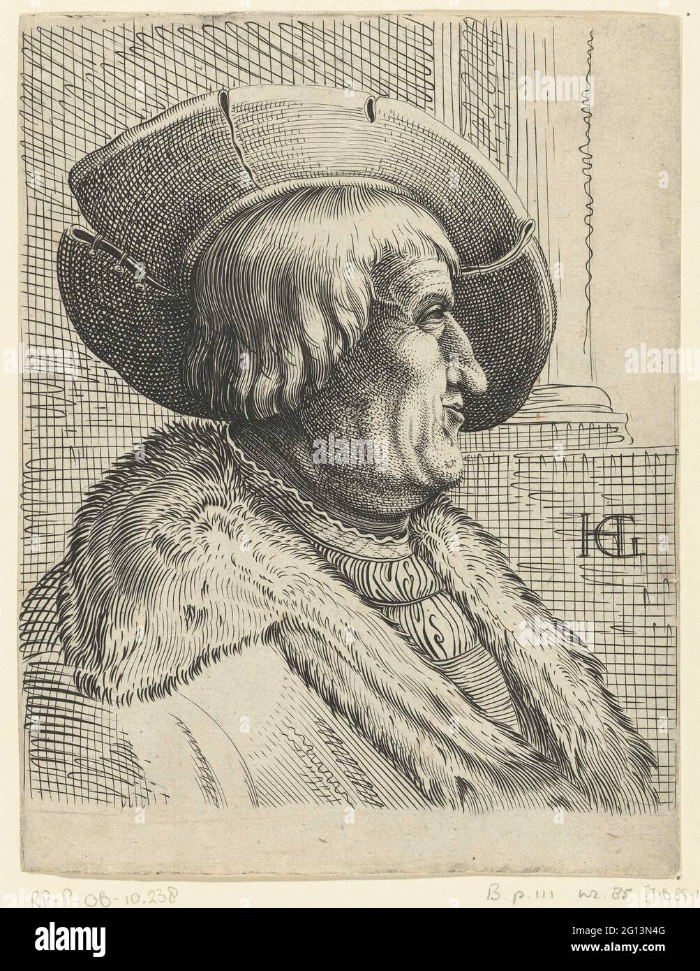 Portrait of a man with a hat. Bust portrait and profil from an older ...