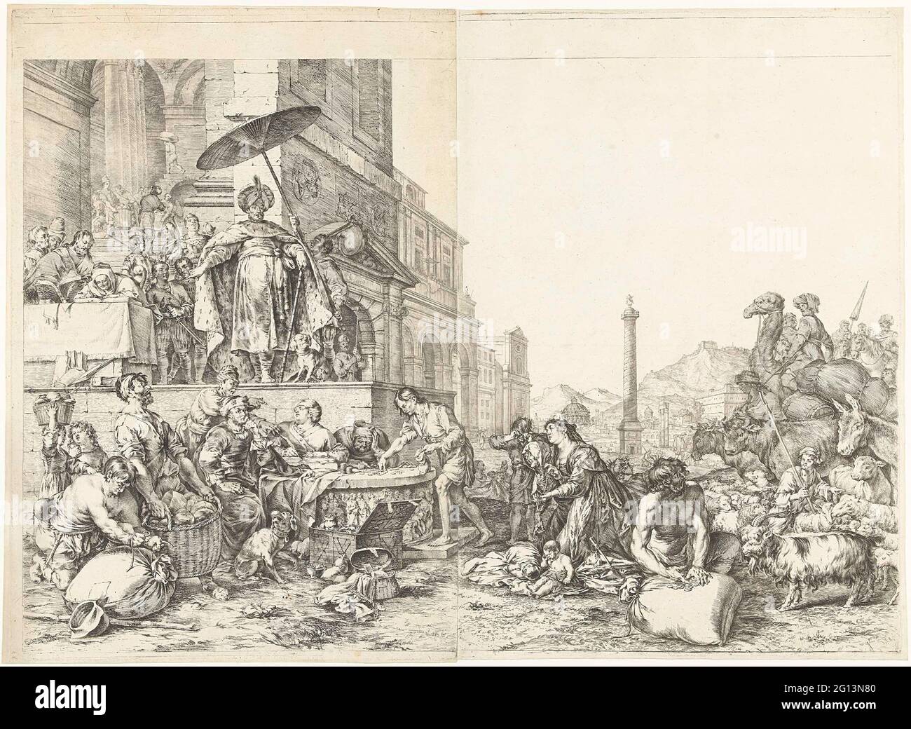 Joseph divides the grain in Egypt. Passage from the story of Jozef in ...