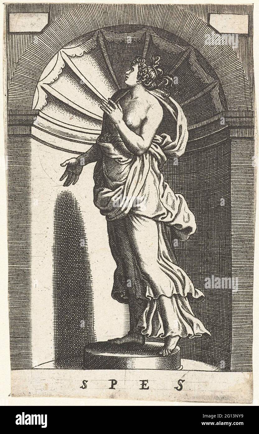 Hope; SPES; The seven virtues. In a niche the female personification of ...