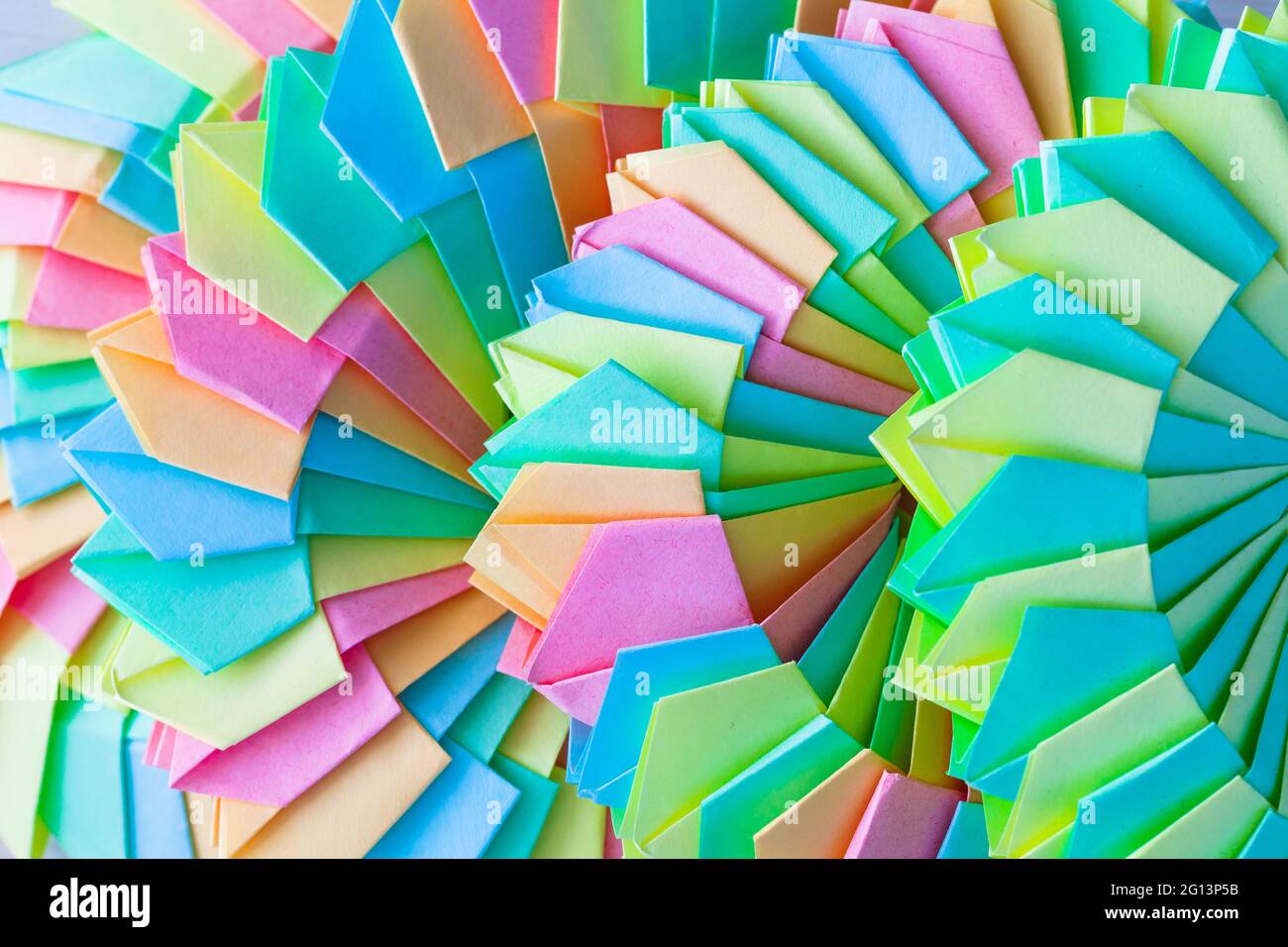 Origami background, abstract parametric spiral structures of colorful ...