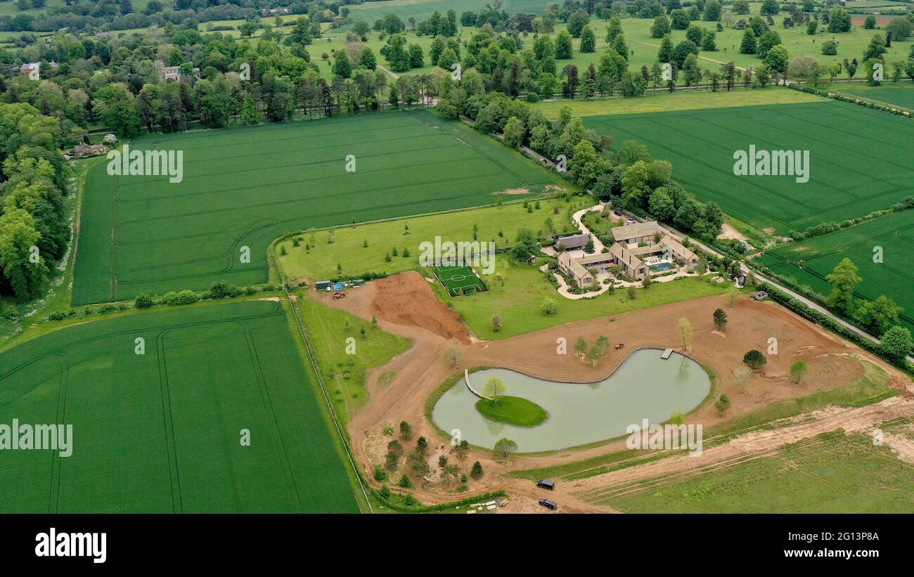 Great Tew, near Chipping Norton, UK. June 4th 2021. Aerial view of The ...