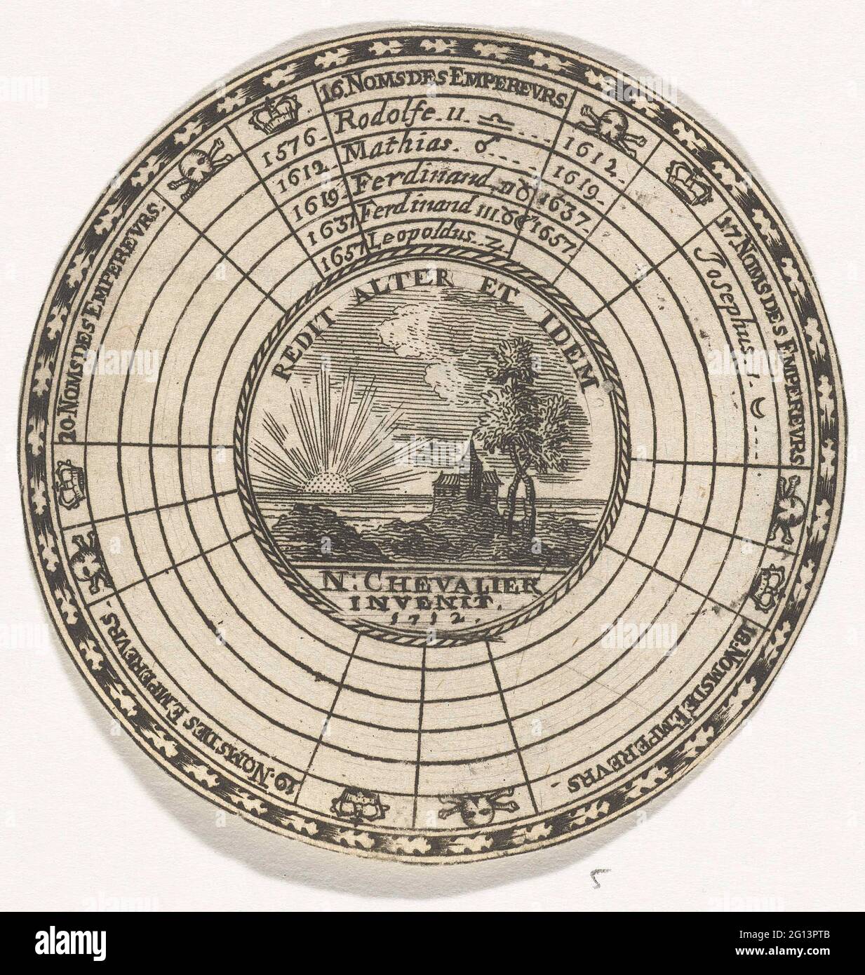 Medal with an emblem and the names of emperors of the Holy Roman Empire ...