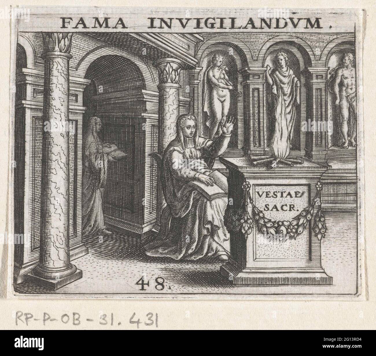 Vestaal Virgins at an altar for the Goddess Vesta; FAMA INVIVELIGM ...