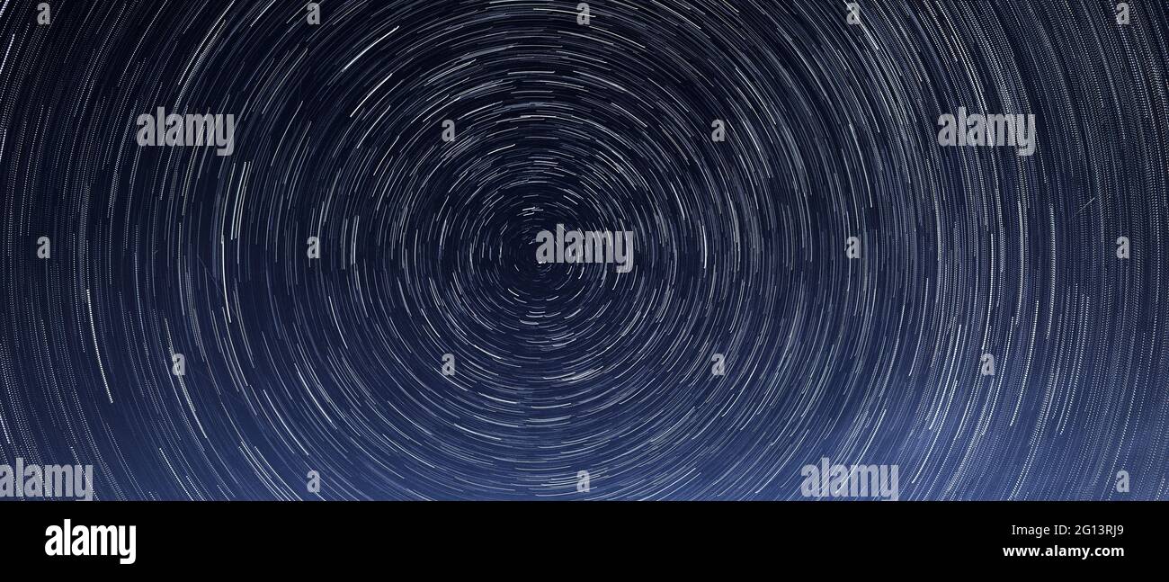 Stellar trails, the rotation of bright stars at night around the Polar ...