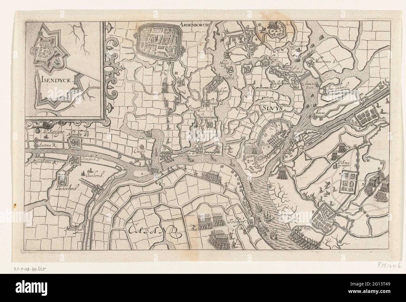Map of the Sluis Bed by Maurits, 1604. Sluis BESTERD by Maurits, May ...