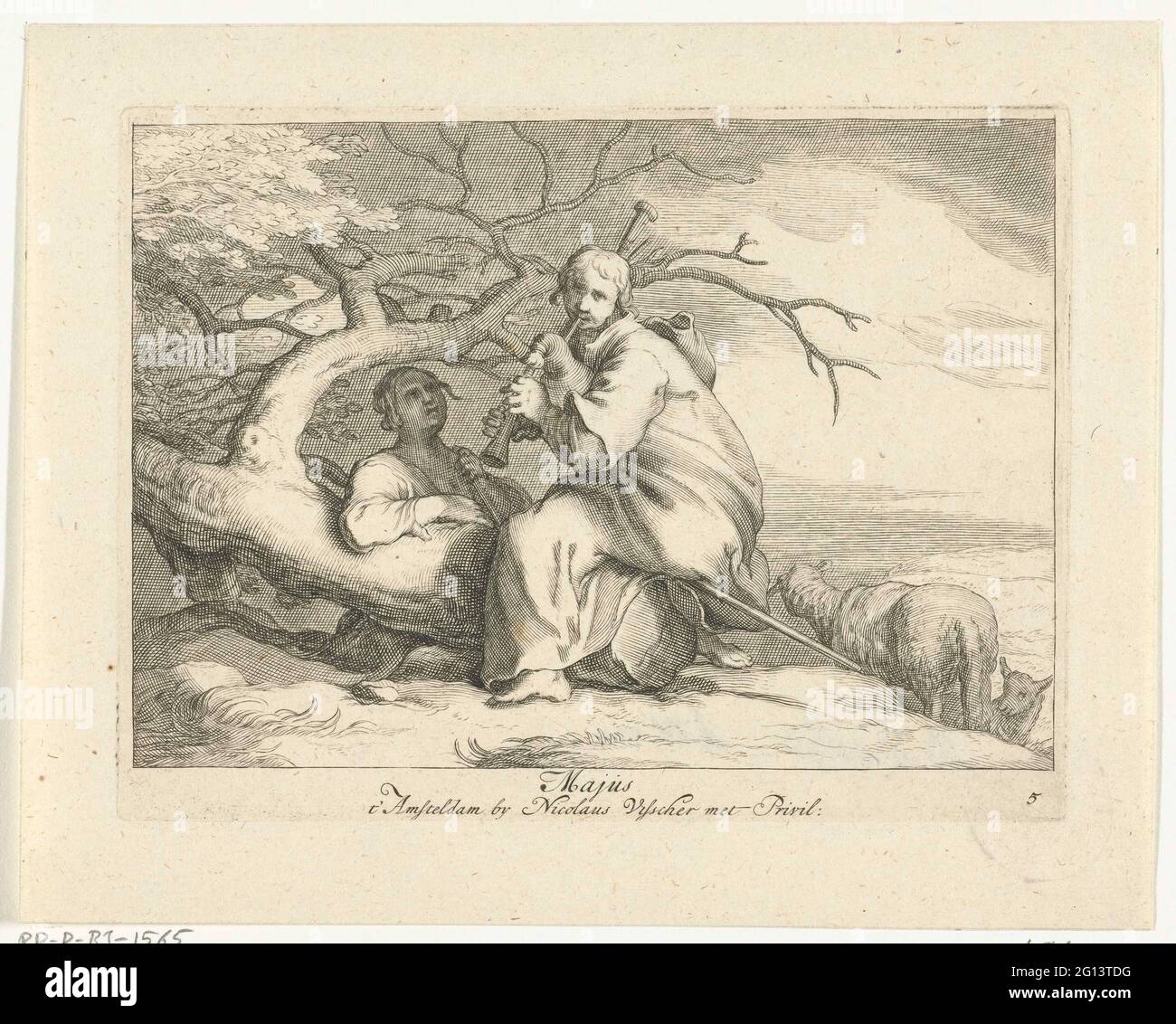 The month of May; Majus; The months of the year. On a tree stump plays ...