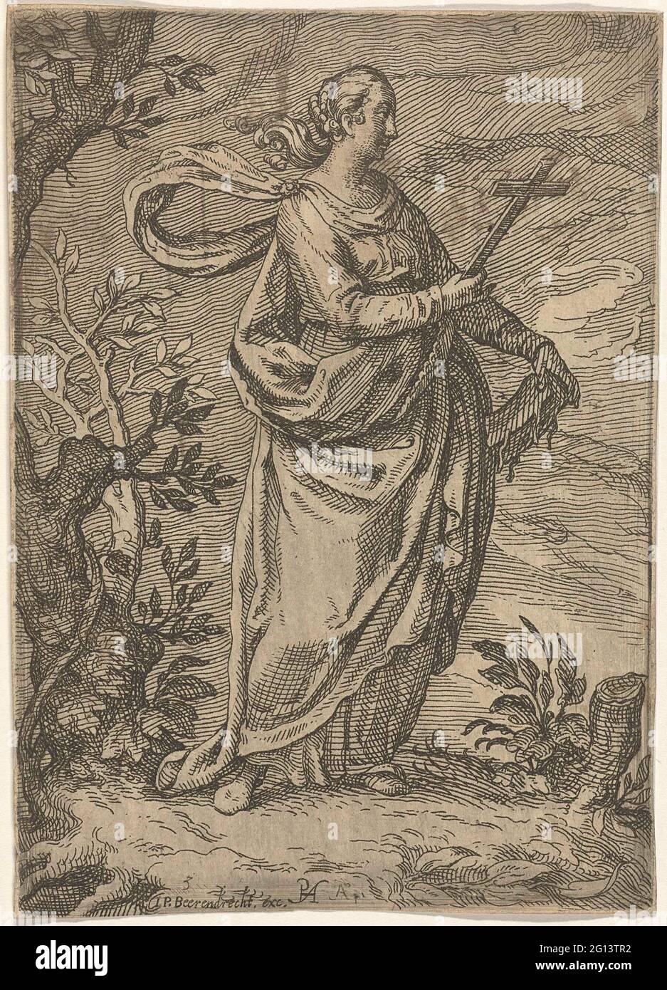 Faith; Fides. The female personification of faith stands with a wooden ...