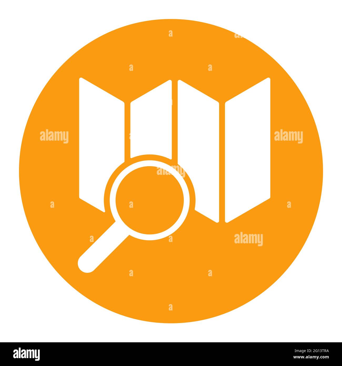 Map with magnifier vector white glyph icon. Navigation sign. Graph ...