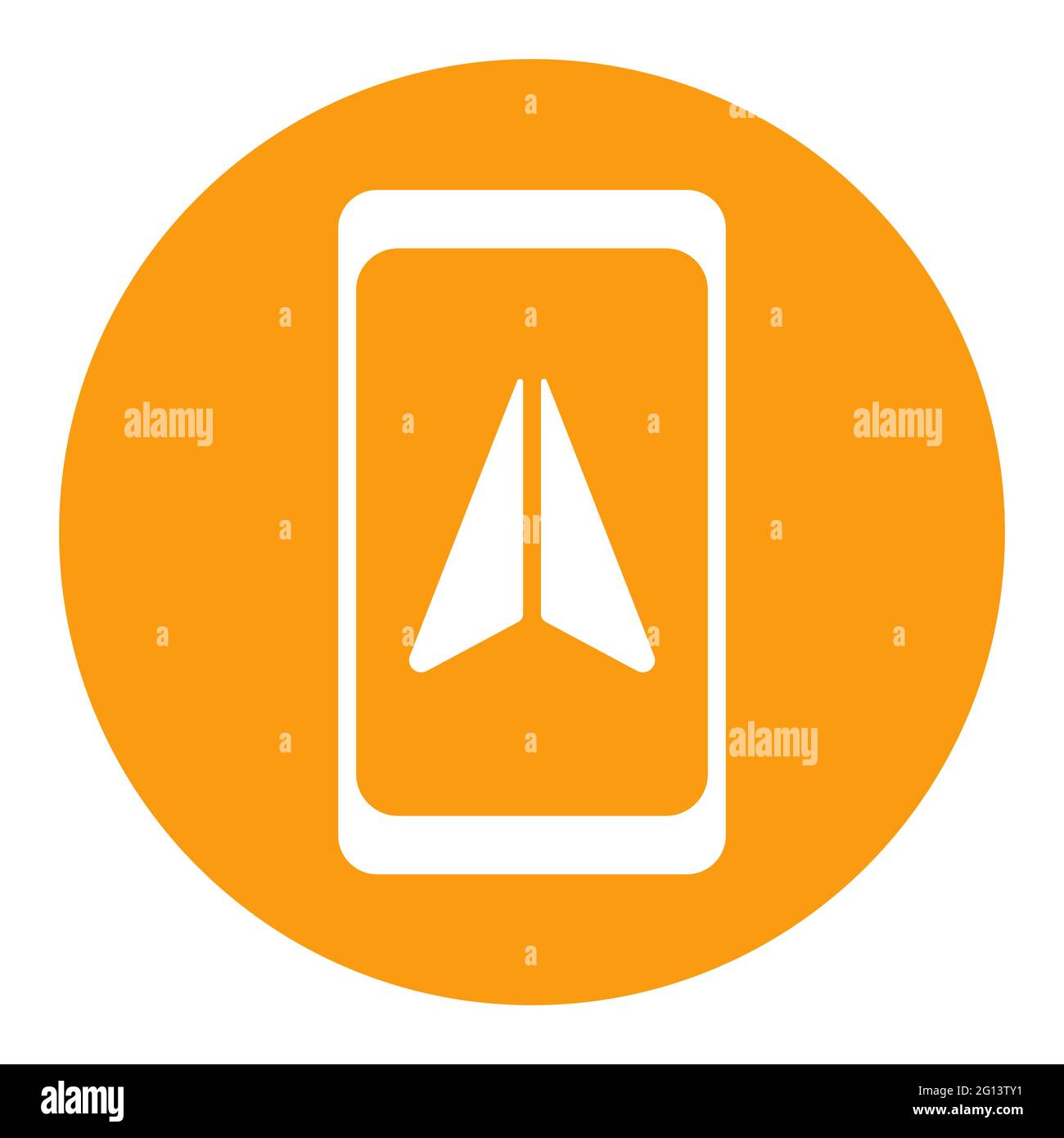 Smartphone with navigator vector white glyph icon. Navigation sign ...