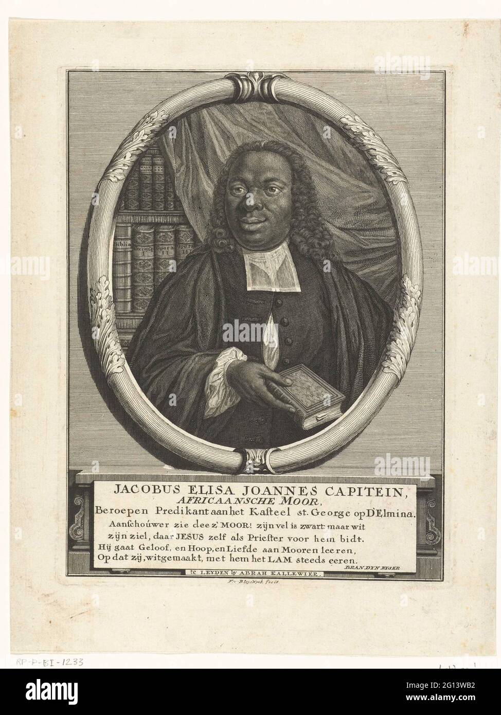 Portrait of preacher Jacobus Elisa Johannes Capitein; Jacobus Elisa ...