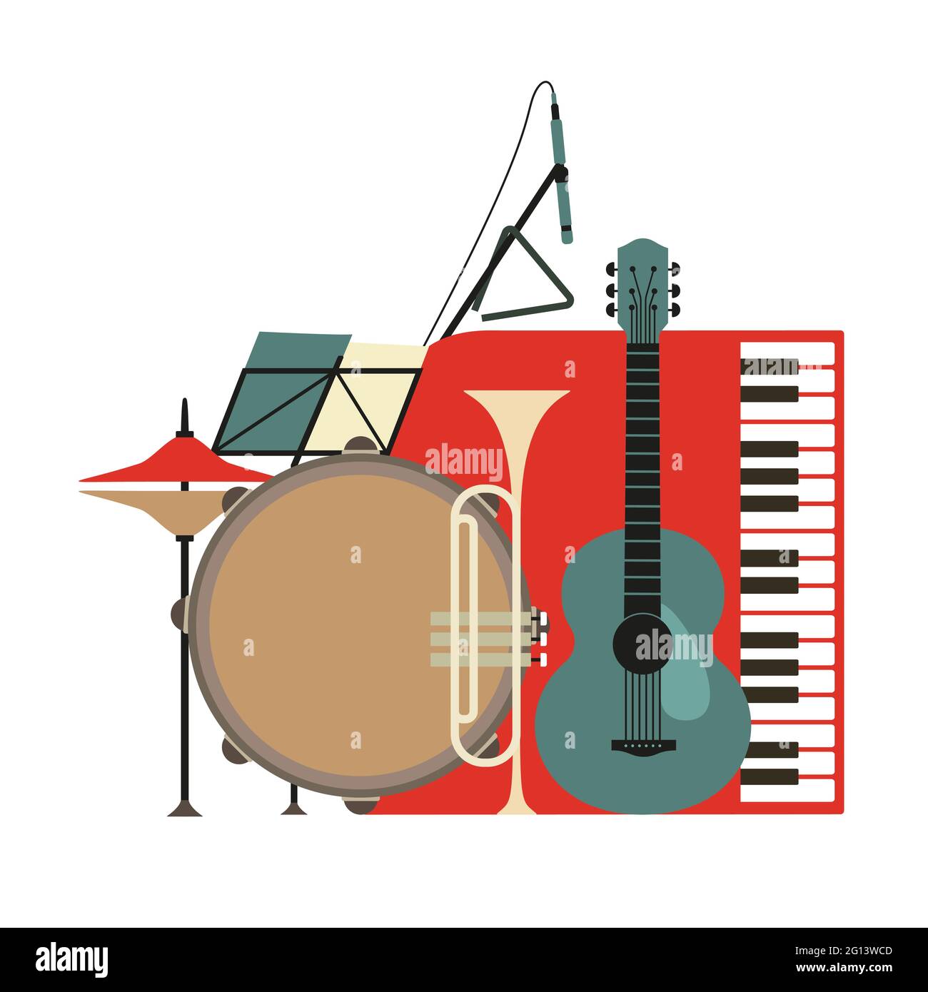 Flat musical instruments colorful Stock Vector Images - Alamy