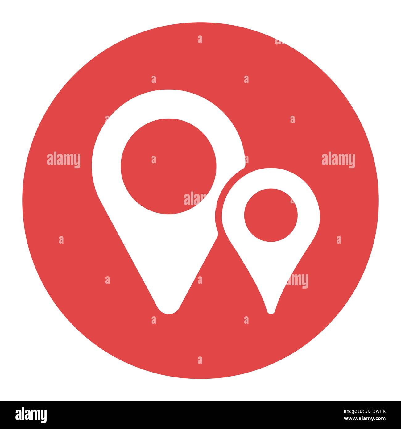 Two pin map white glyph icon. Map pointer. Map markers. GPS location ...