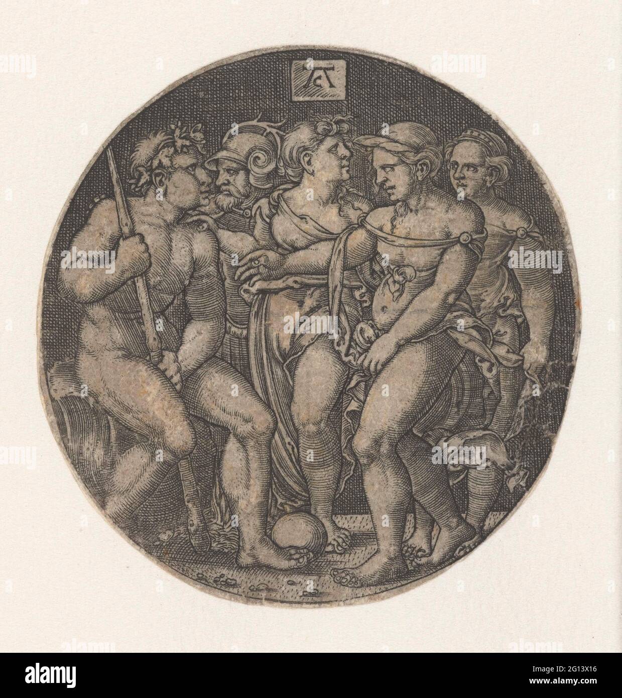 Judgment of Paris. In Circle Paris with a ball at his foot, along with ...