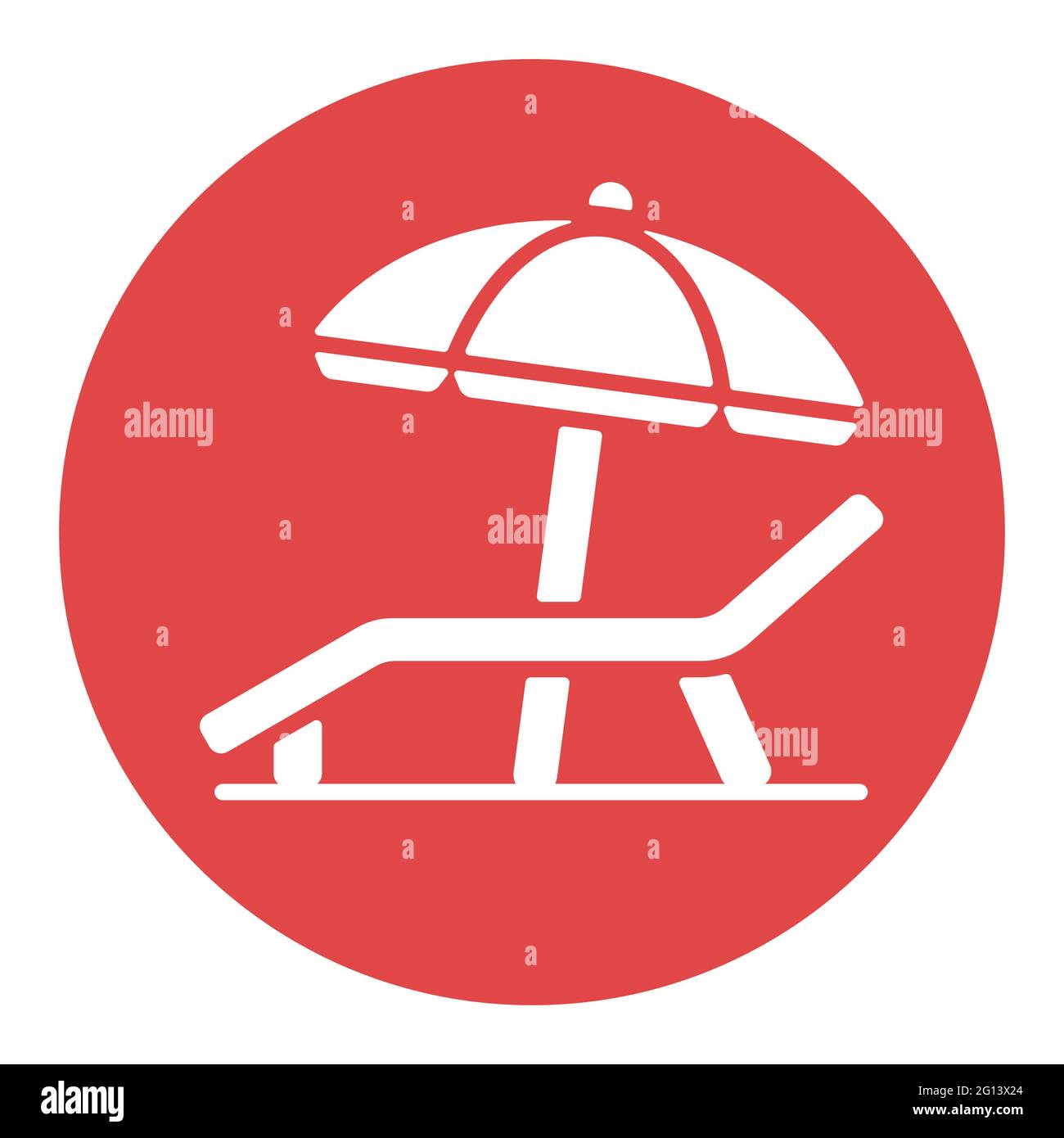 Lounger Beach Sunbed Chair flat vector white glyph icon. Summer sign ...
