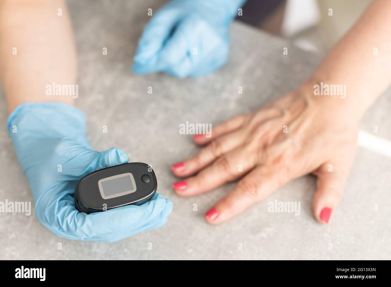 Assessment of the respiratory system function. measurement of blood ...