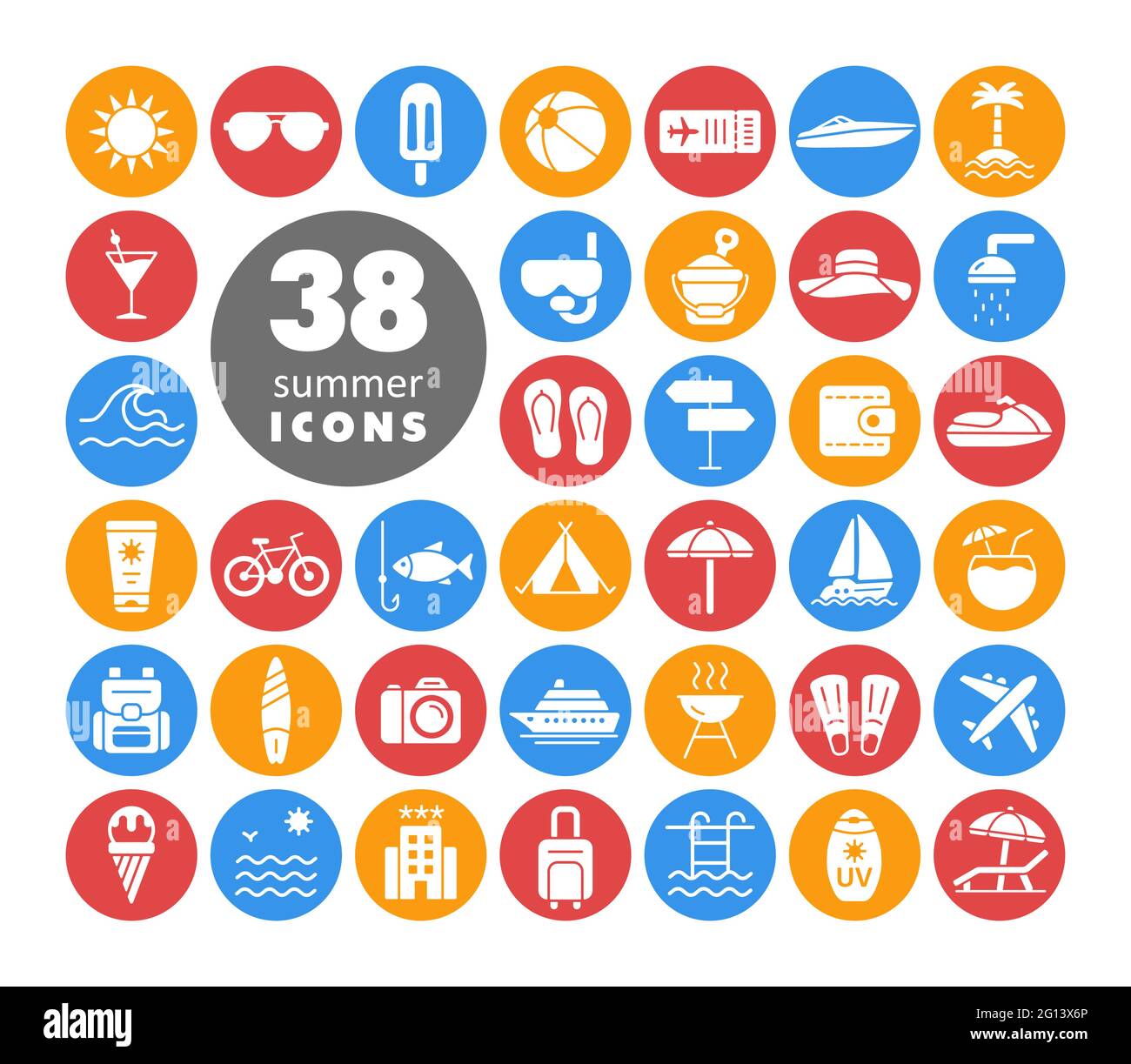 Summer vector white glyph icons set. Summertime sign. Graph symbol for ...