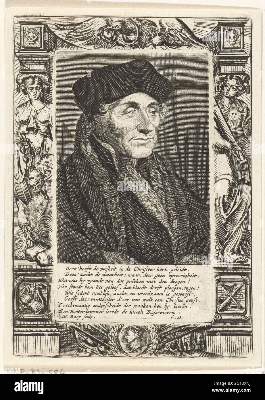 Portrait of desiderius erasmus. Printed from two plates. Bust of ...