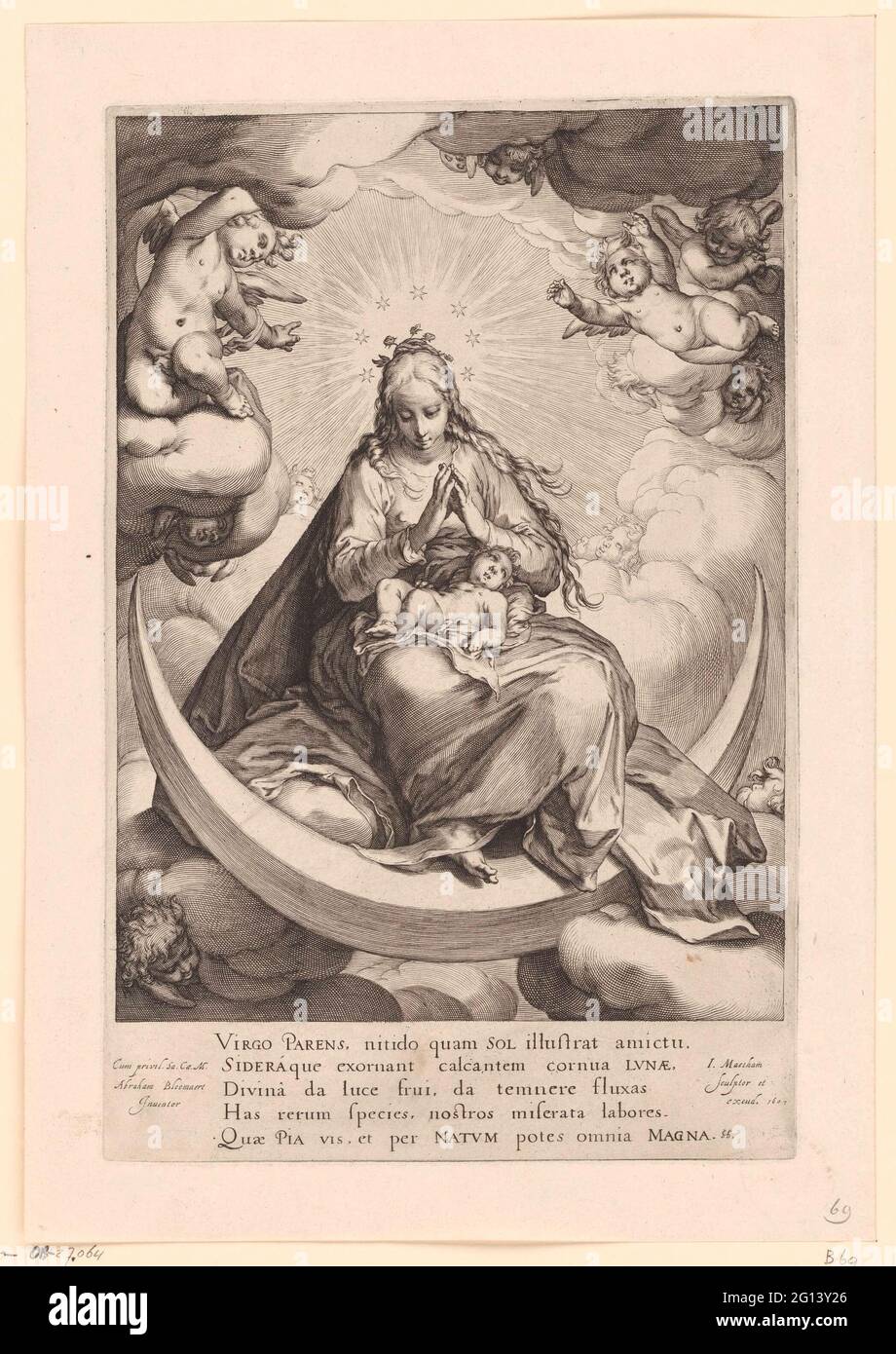 Maria with child on the crescent moon. Maria with the Christ child on ...