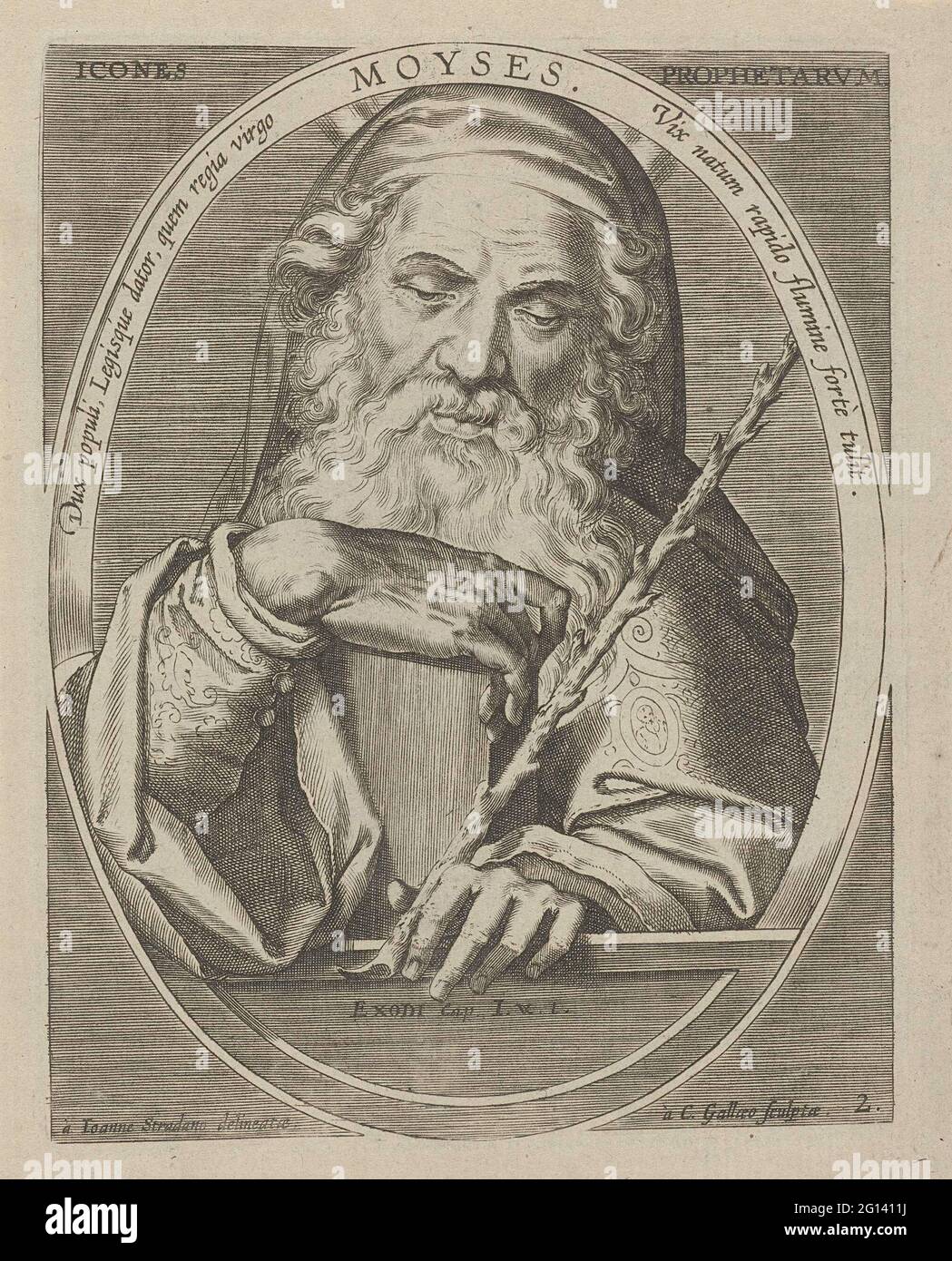 Moses; Icone Prophetarum Veteris Testamenti. Moses like old man with ...