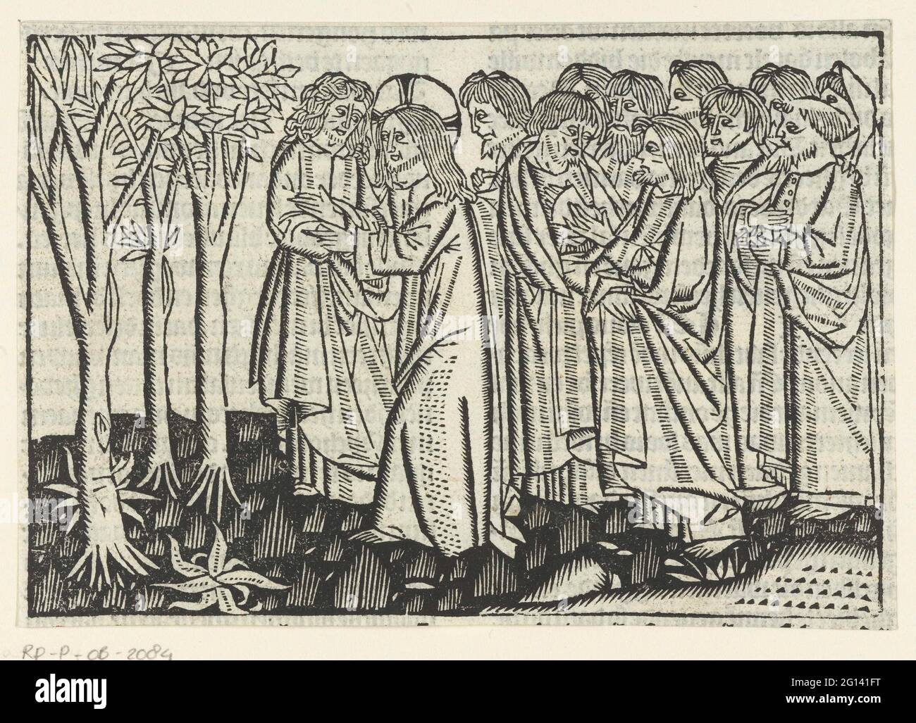 Christ curses the fig tree. Christ with eleven disciples at fig tree ...