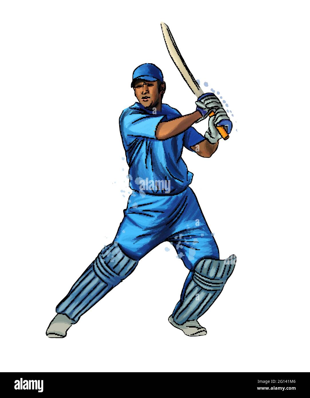 Abstract batsman playing cricket from splash of watercolors, colored ...