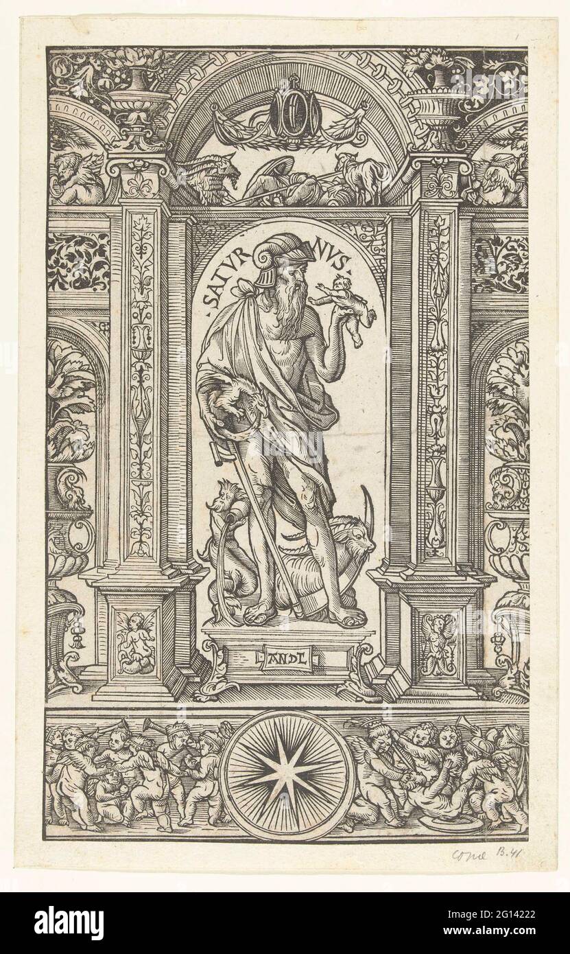 Saturn with constellations Waterman and Capricorn in architectural ...