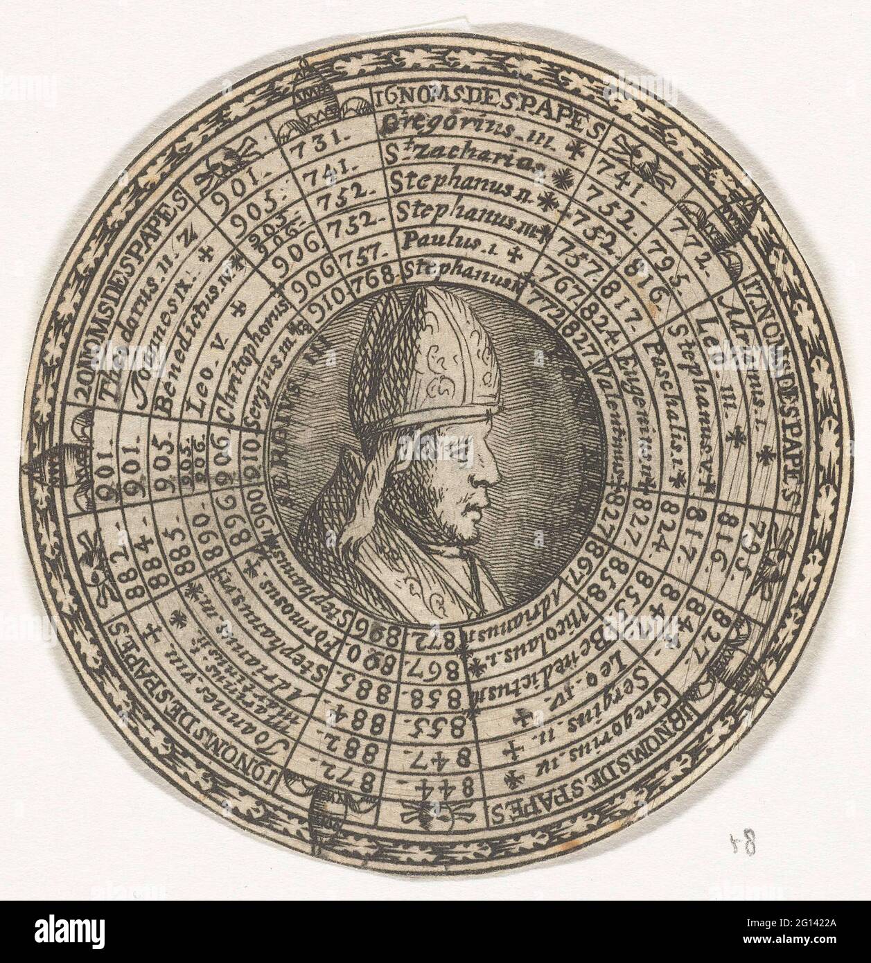 Medal with the portrait of Pope Sergius III and the names of the popes ...