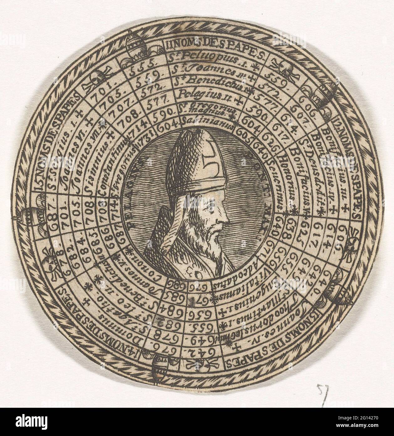 Medal with the portrait of Pelagius I and the names of the popes ...