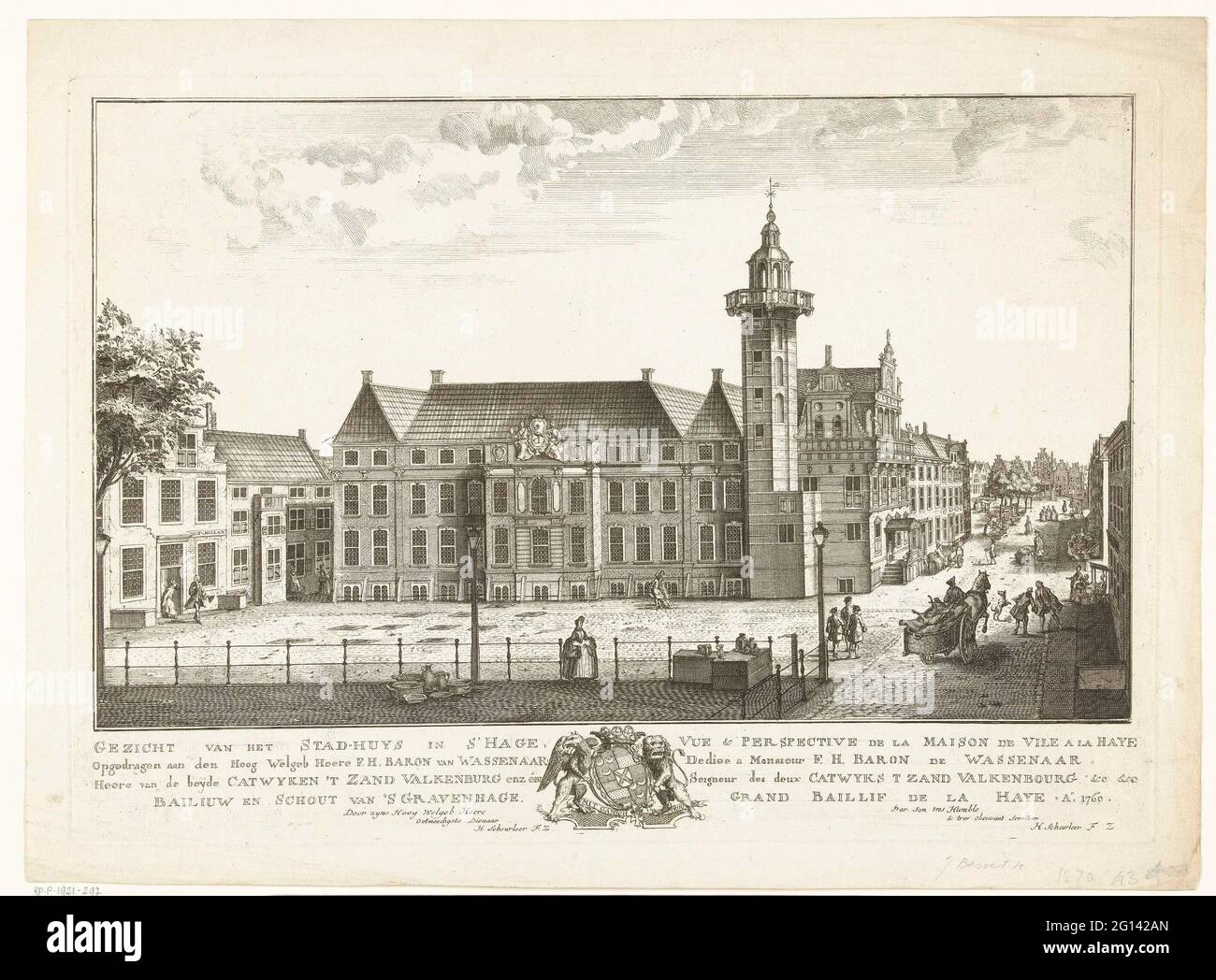 View of the old town hall in The Hague; Face of the city-huys in s ...