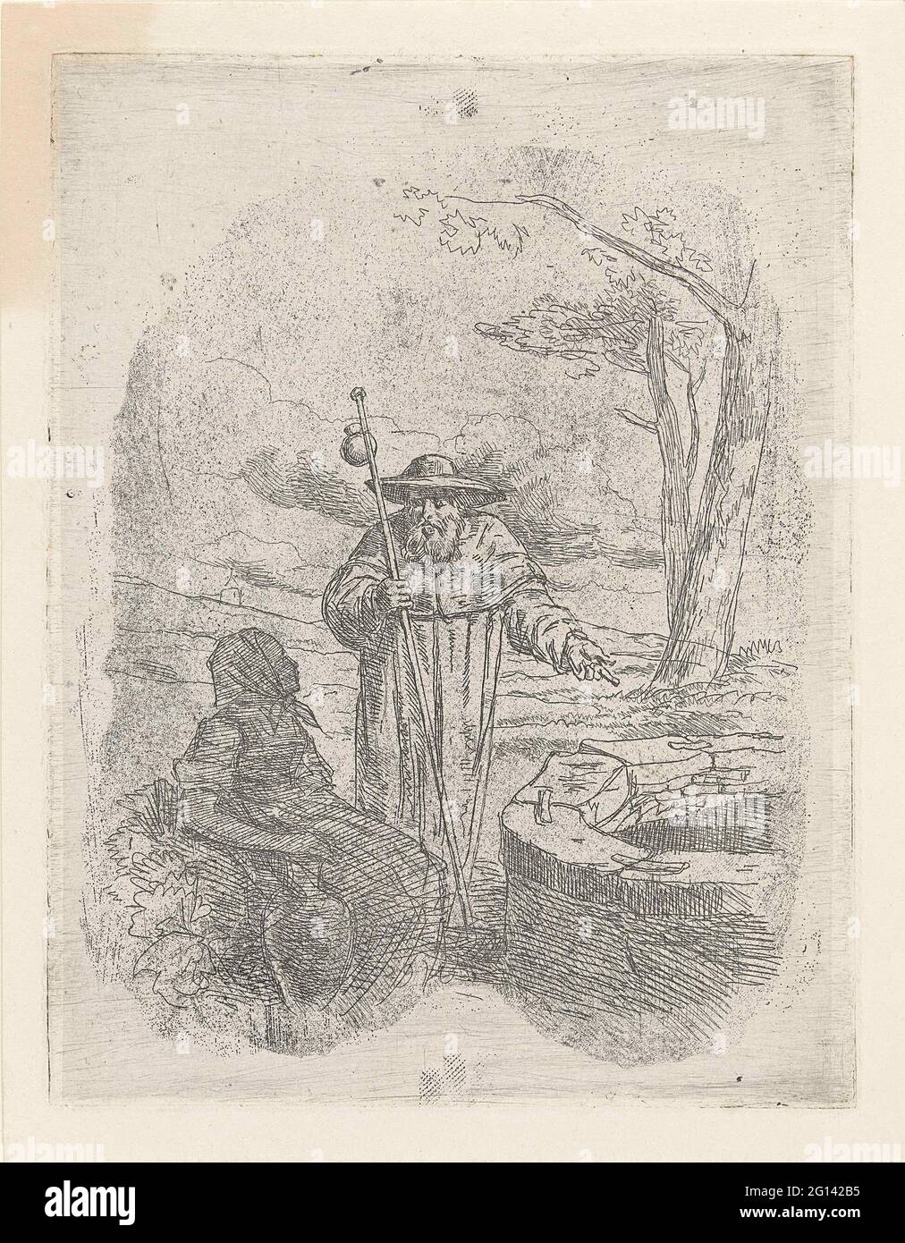 Pelgim in conversation. A farmer's paw at a well in conversation with a ...