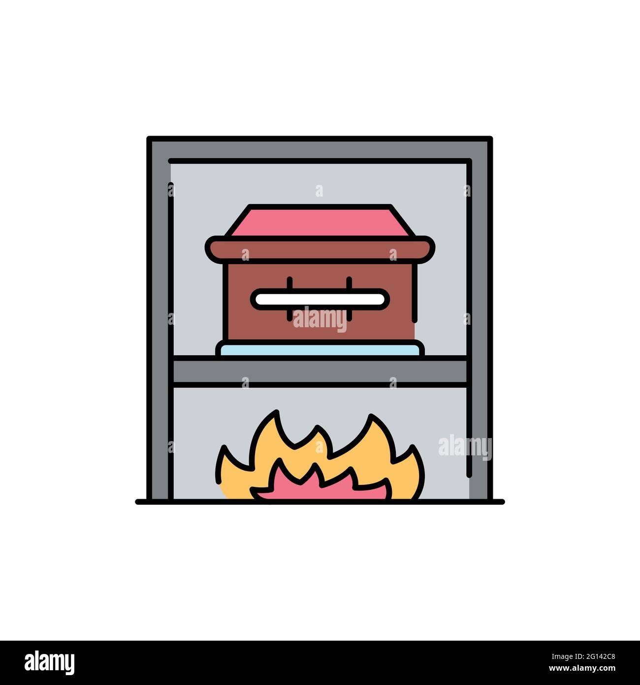 Crematorium color line icon. Isolated vector element. Outline pictogram ...