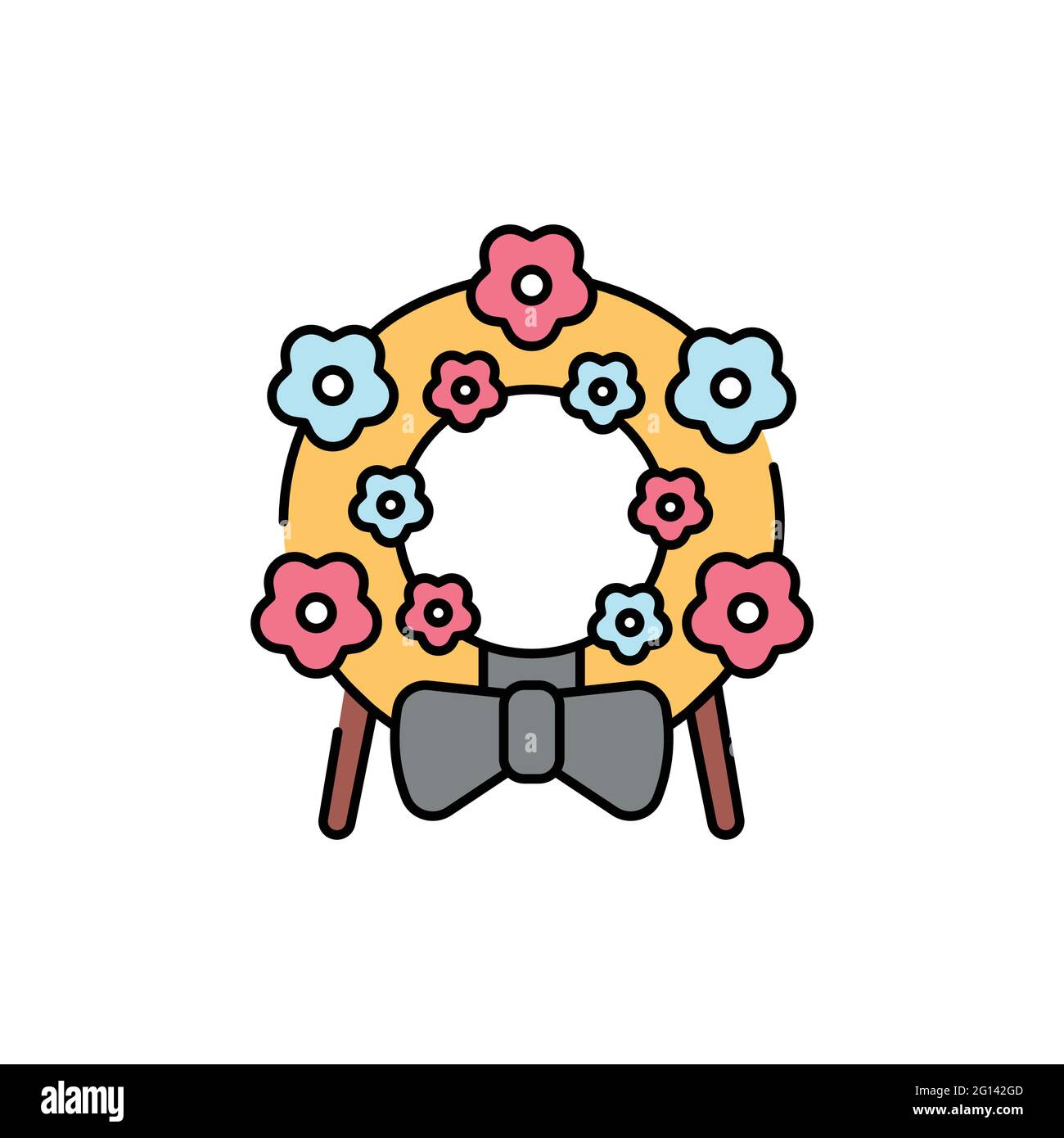 Funeral wreath color line icon. Isolated vector element. Outline ...