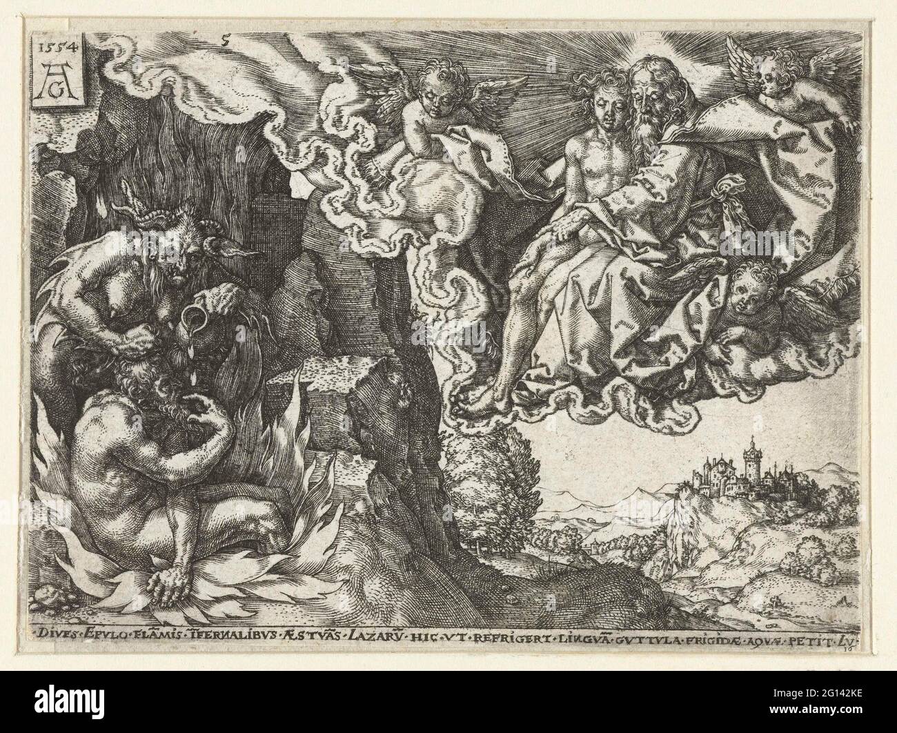 The rich man in hell sees Abraham with Lazarus; Parable from Lazarus ...