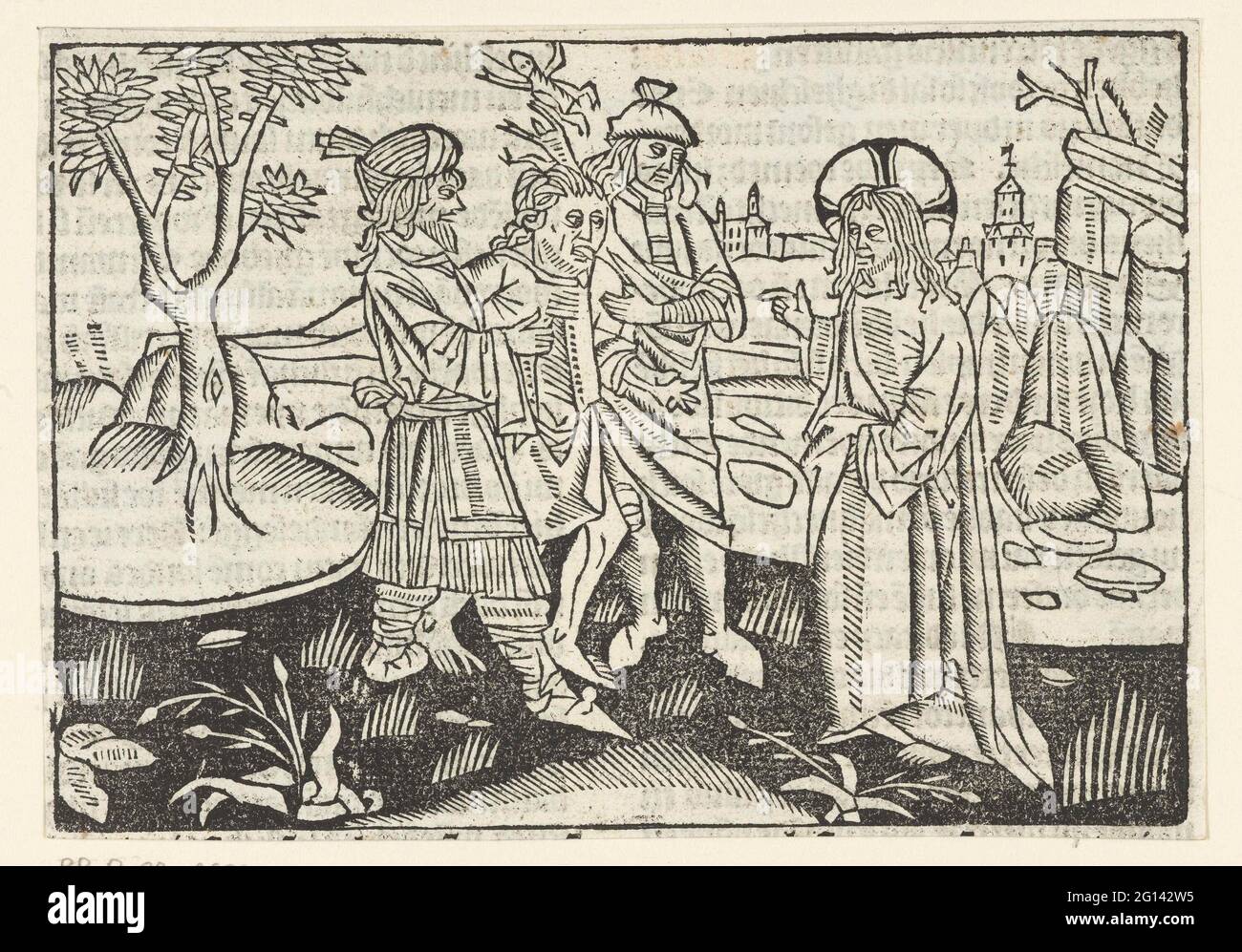 Christ heals a possessed man. Possessed man with devil over head is ...