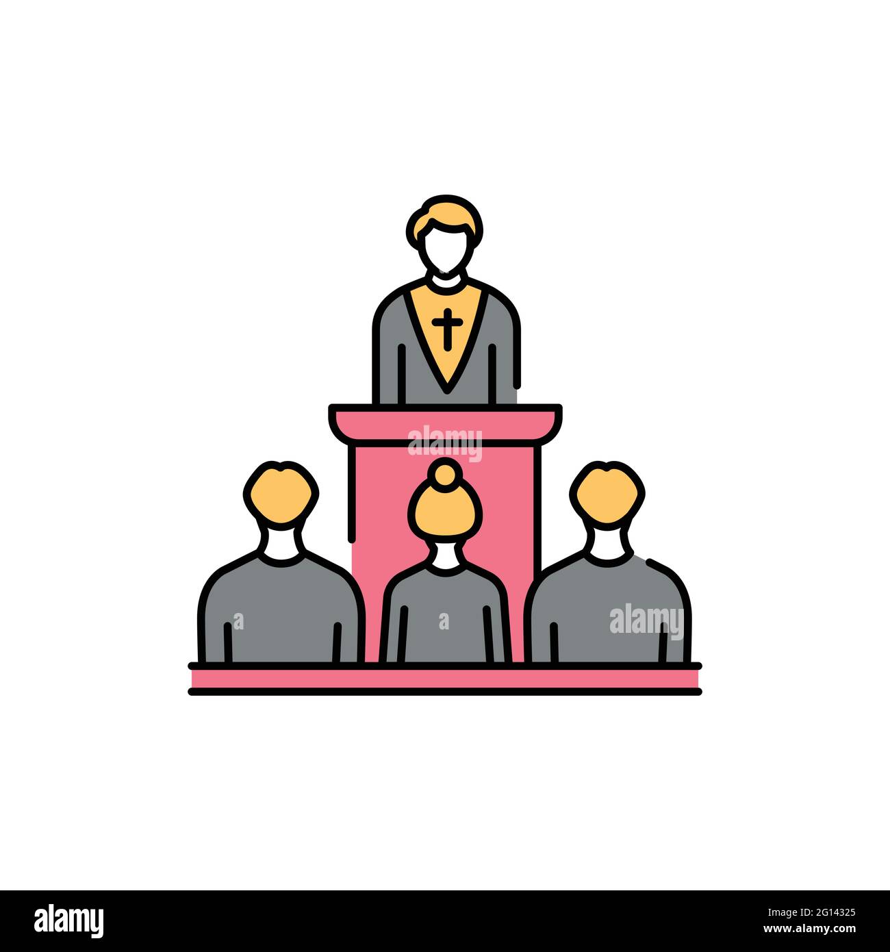 Funeral ceremony color line icon. Isolated vector element. Outline ...