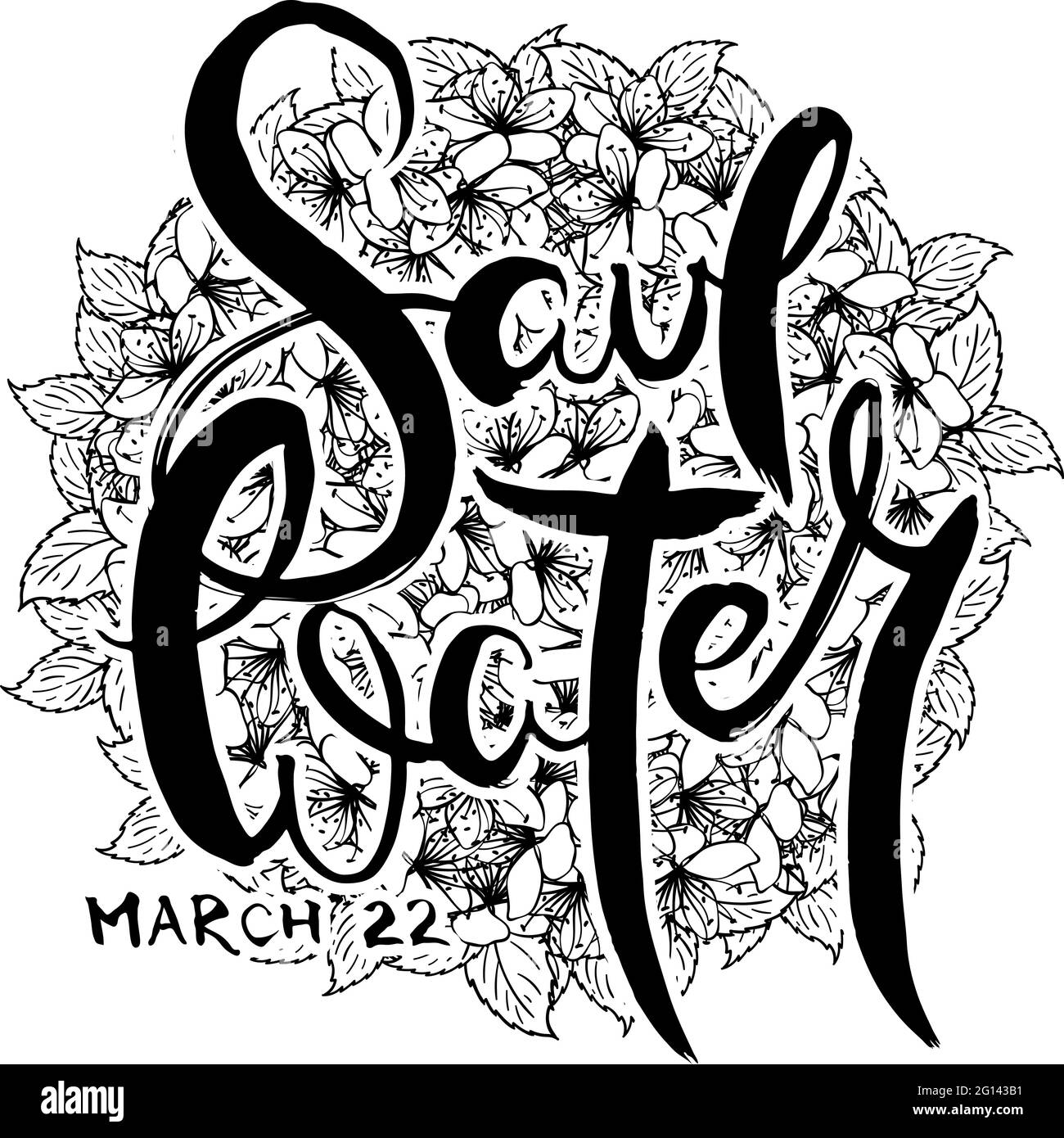 Save Water. Hand lettering grunge card with flower background ...