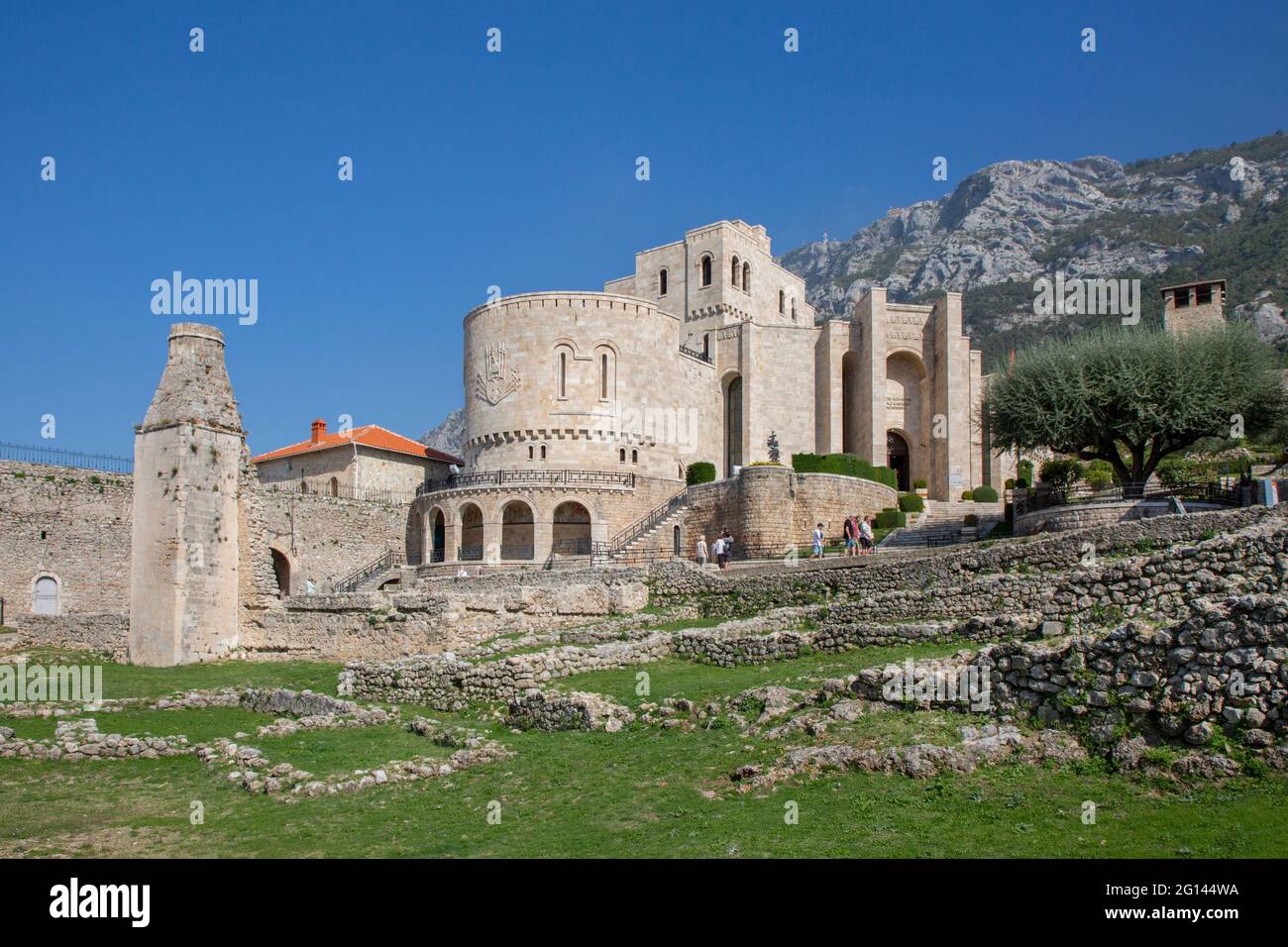Skanderbeg Museum building and historical remains in the Kruje Castle ...