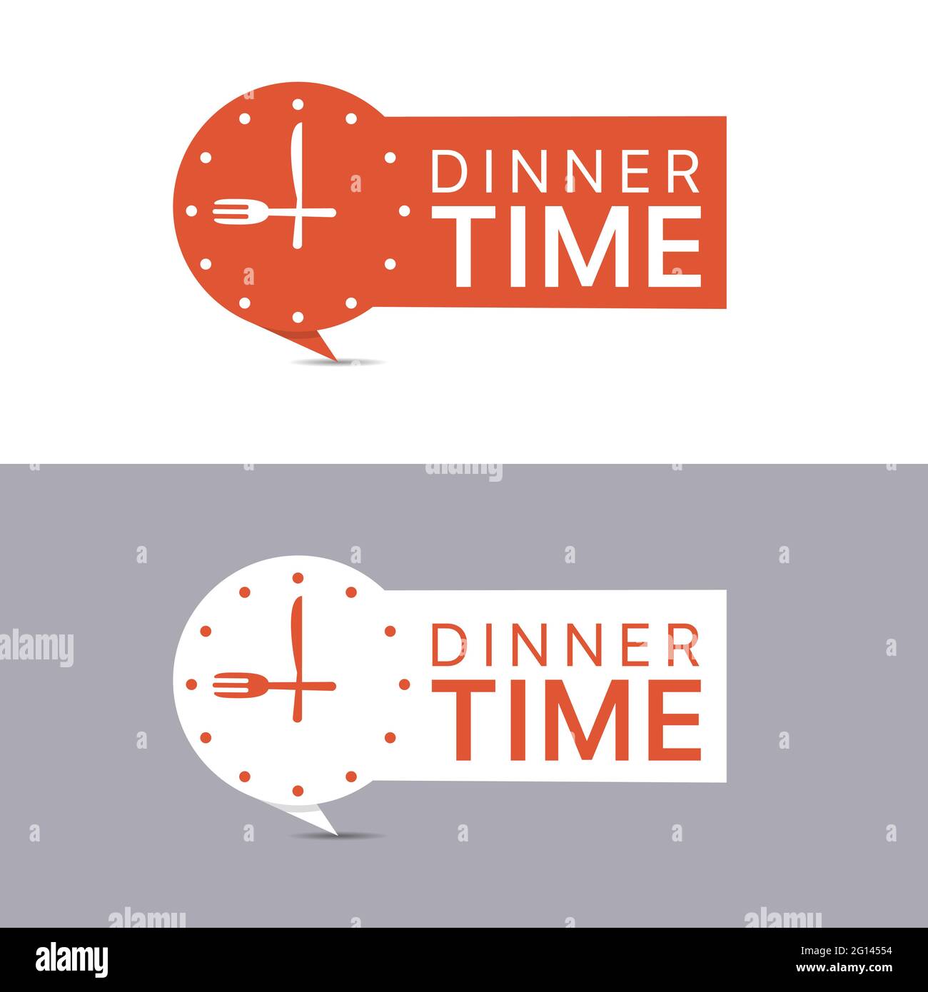 Dinner time banners. Red and white labels Stock Vector Image & Art - Alamy