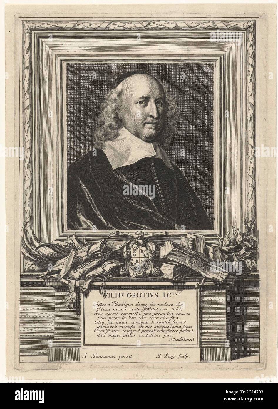 Portrait of Willem de Groot. Printed from two plates. Bust of Willem de ...