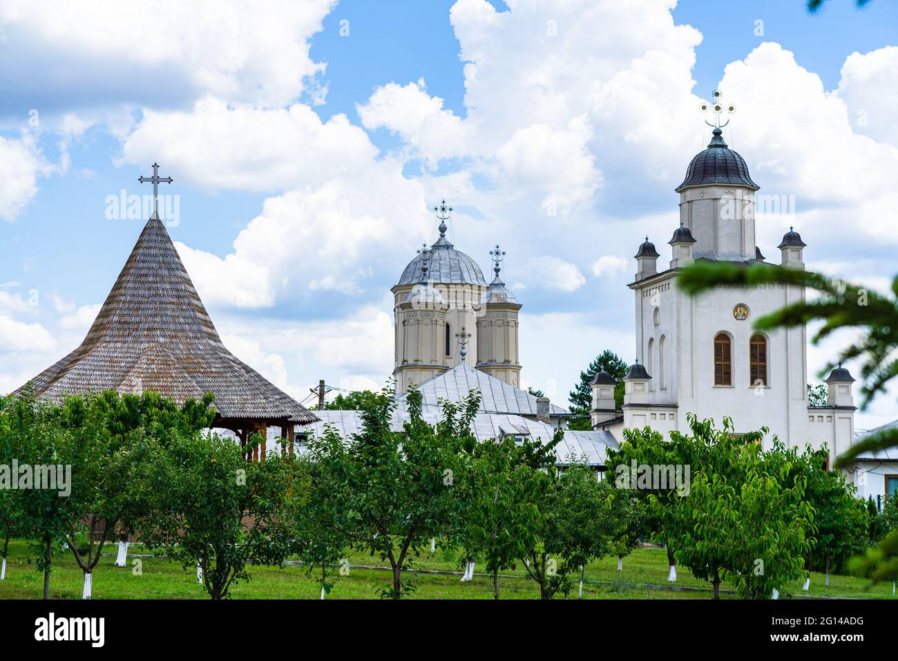 Pasarea monastery, orthodox church architectural details. View of ...