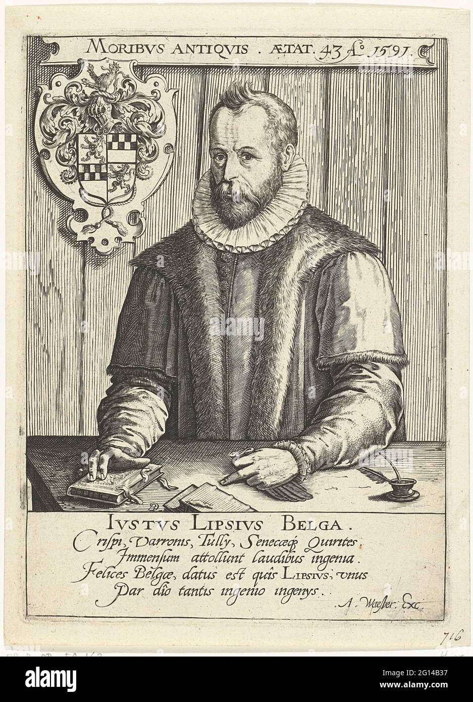 Portrait of Justus Lipsius at the age of 43. Portrait of the humanist ...