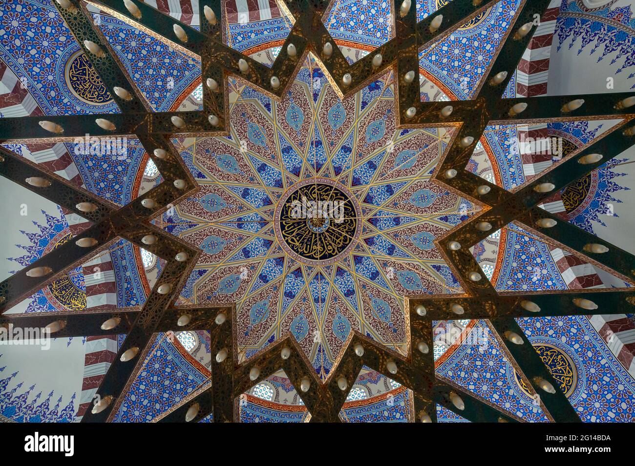 Interior view over the domes of the new Central Mosque of Imam Sarakhsi ...