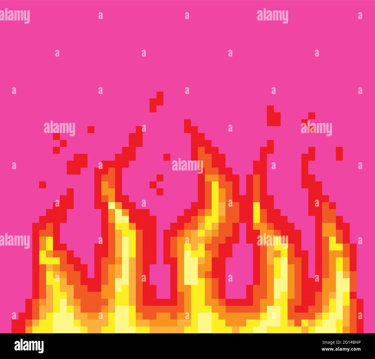Pixel fire. Art 8 bit fire objects. Game icons set. Comic boom flame ...