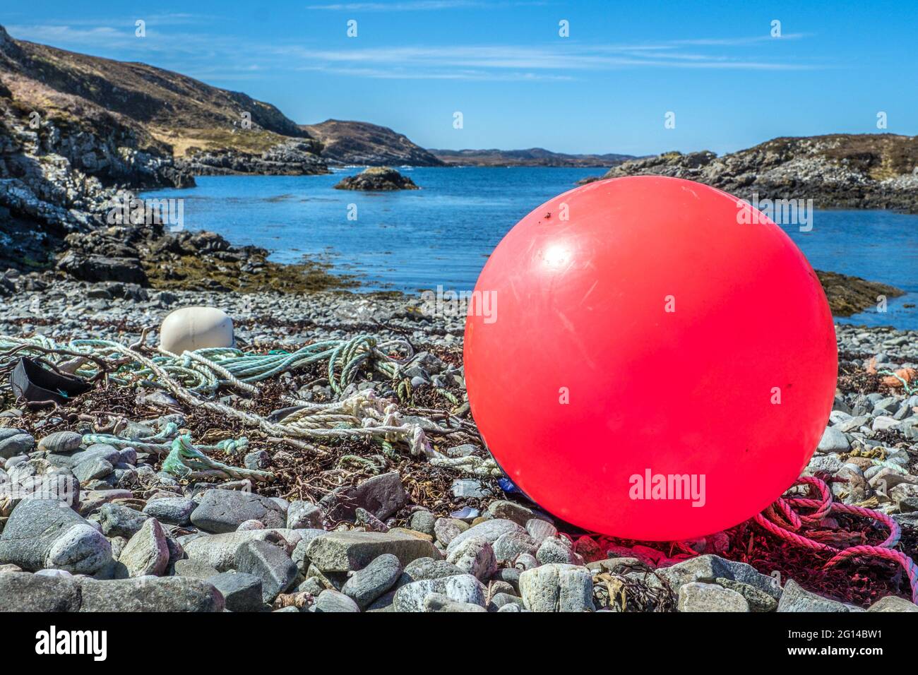 Abandoned / lost fishing gear washed up on a Scottish beach Stock Photo ...