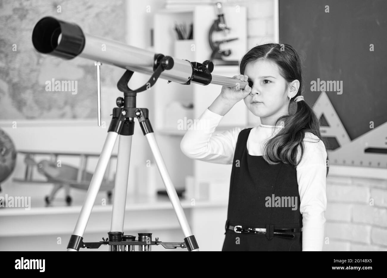Astronaut Using Telescope. School astronomy lesson. Exploring space of ...
