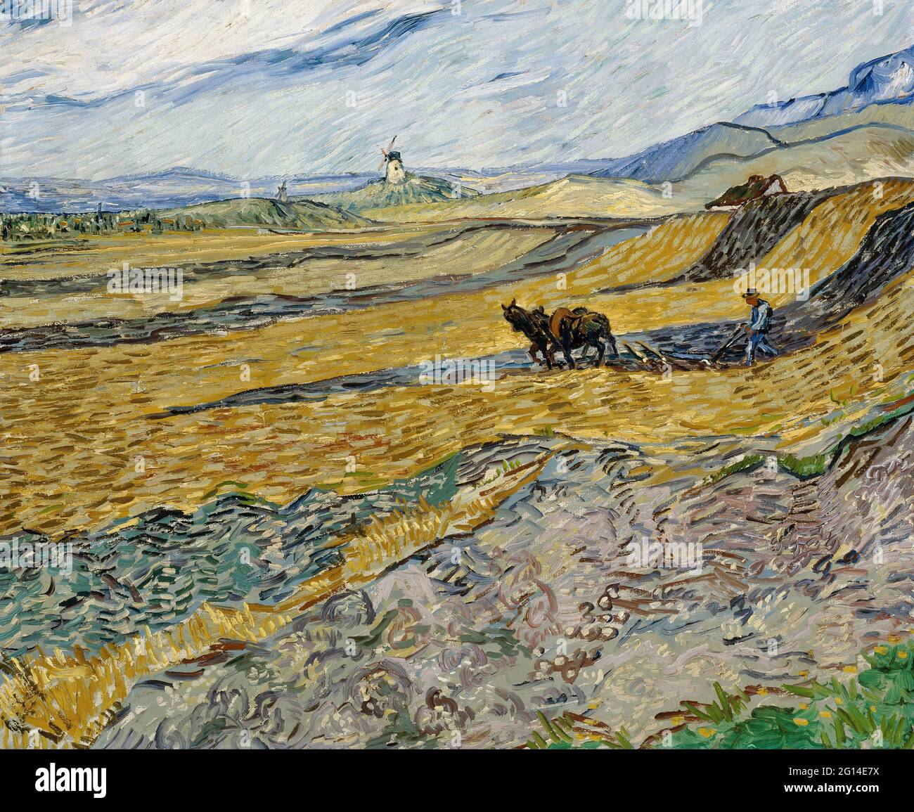 Vincent Van Gogh - Enclosed Field with Ploughman Stock Photo - Alamy