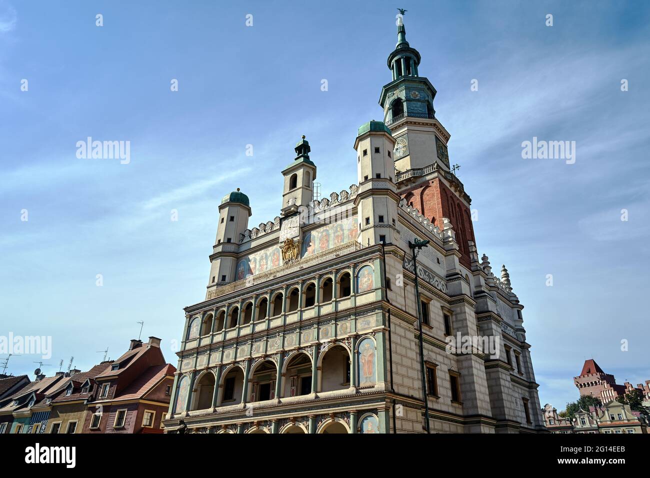 Renaissance town hall and historic tenement houses in Old market in ...